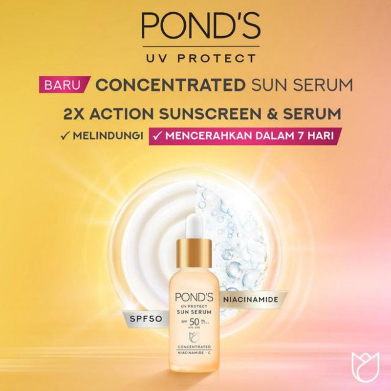 Ponds UV Protect Sun Serum SPF 50 PA++++ Concentrated Bottle 30 grams ...