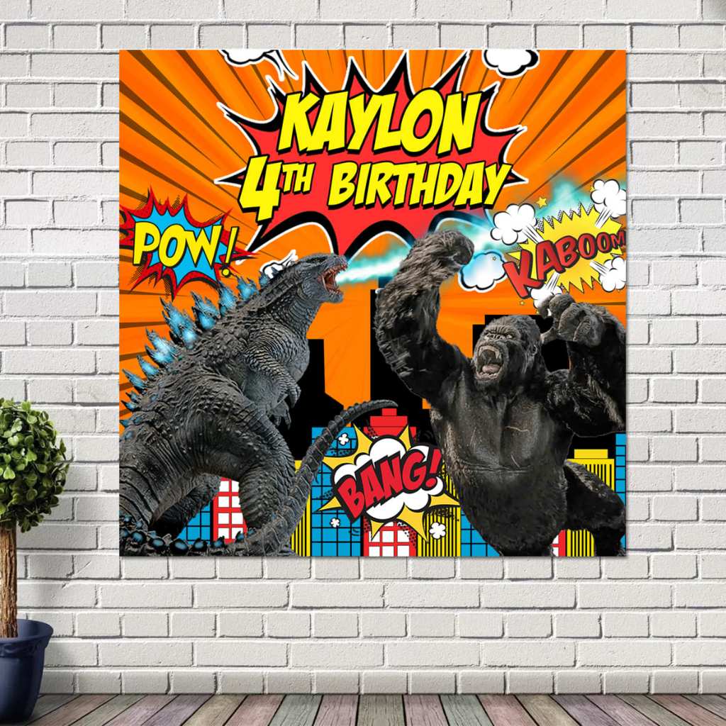 HIASAN DINDING Godzilla Vs King Kong Backdrop Backdrop Banner Flexi ...