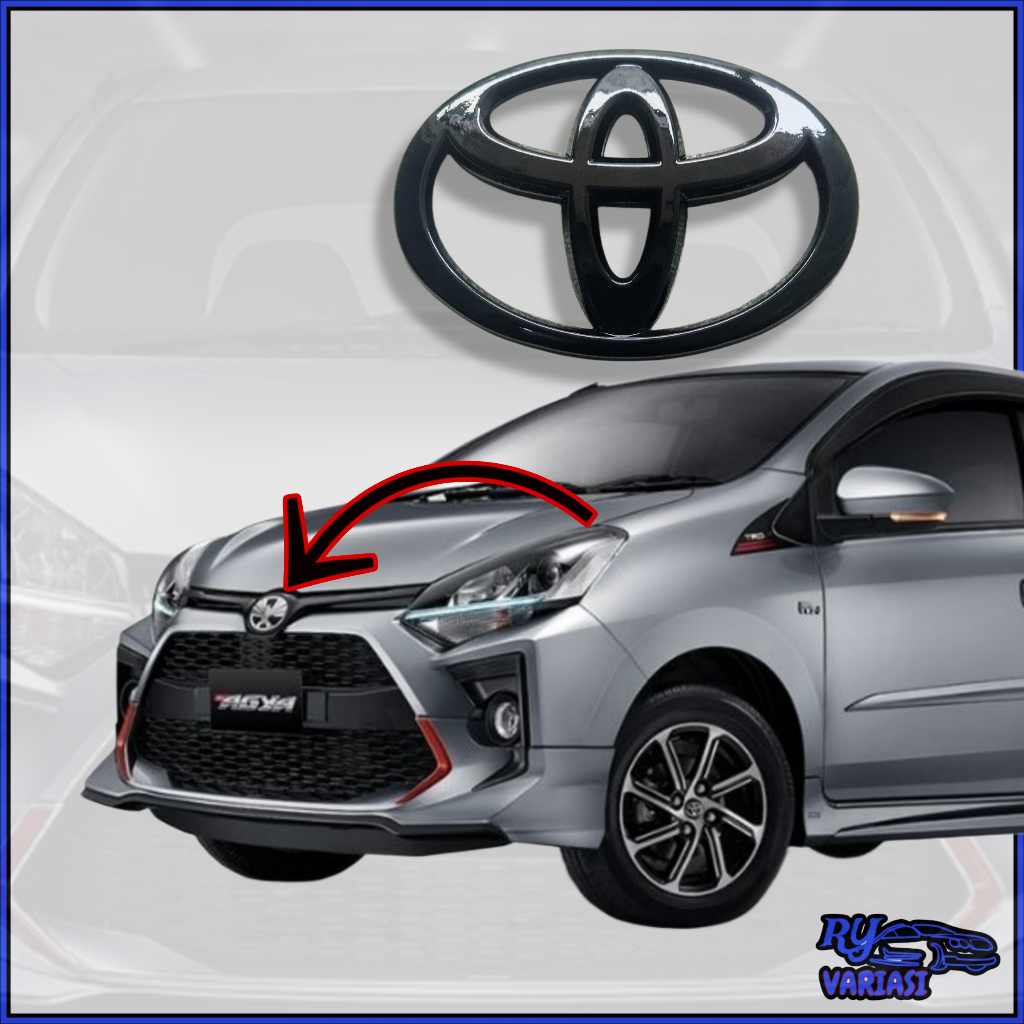 HITAM Black Toyota AGYA Logo Emblem/ Front Logo/ Rear Logo/ Black ...
