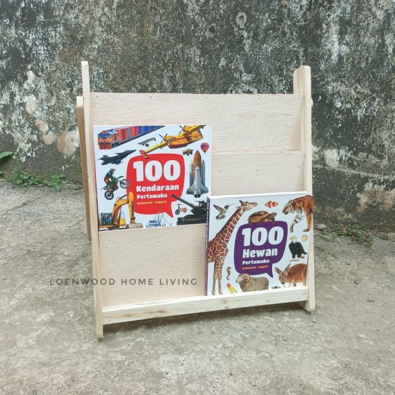 KAYU Wooden Book Display Rack Wooden Magazine Book Stand | Shopee Singapore