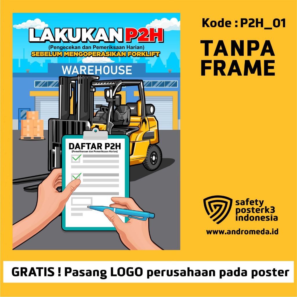 MESIN Safety Poster K3: Do P2H Before Operating Vehicle Engine Forklift ...