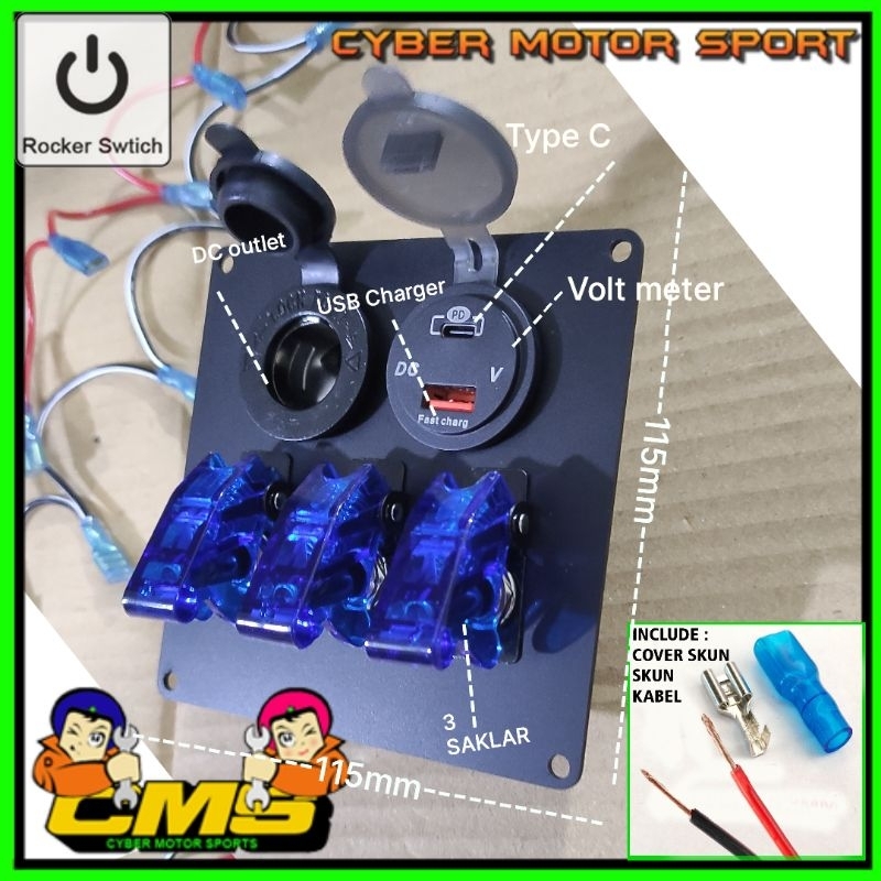 Universal 12v switch switch switch LED light dashboard panel volt meter ...