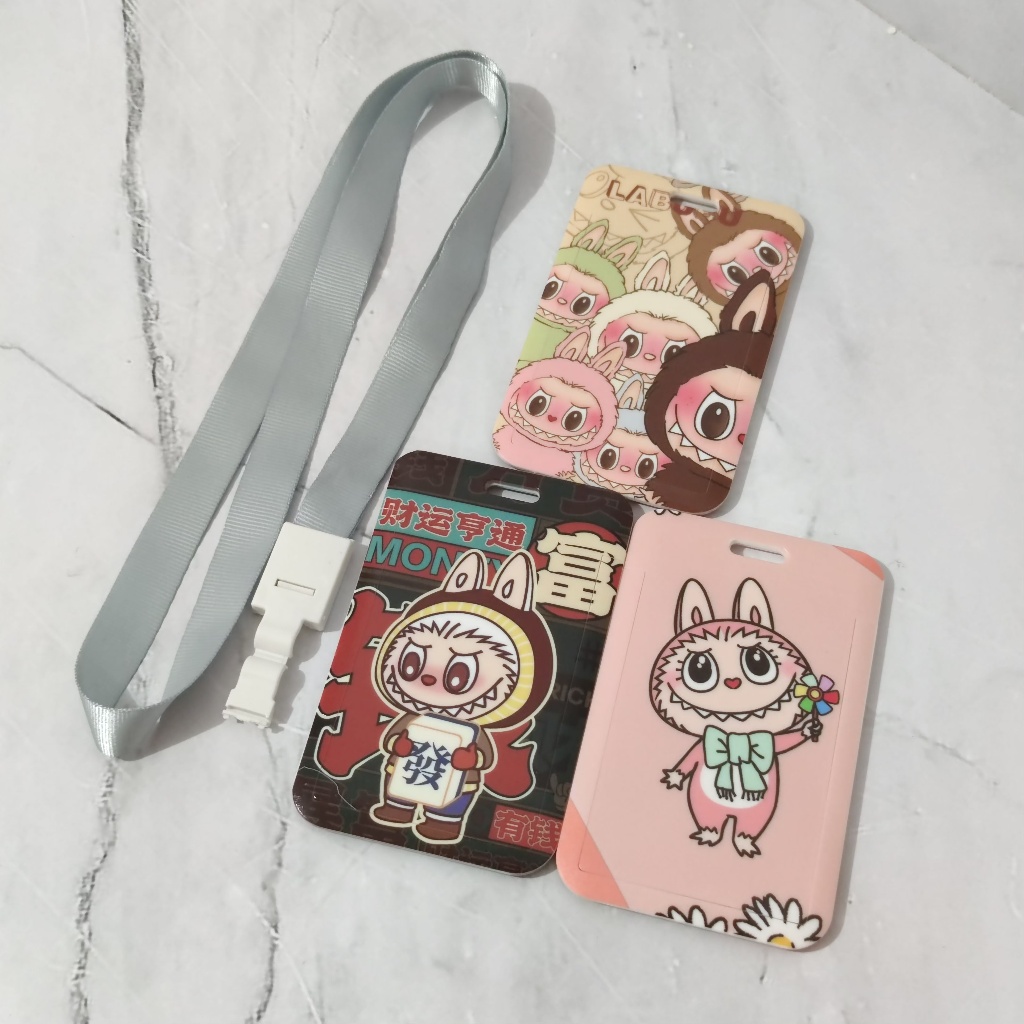 Cute Labubu Popmart Character Card Holder Necklace/ ID Card Holder Name ...