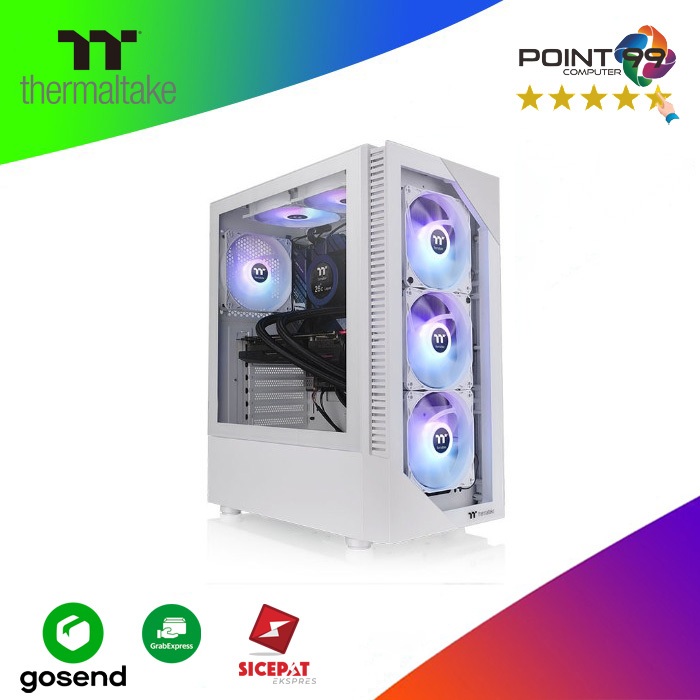 Thermaltake View 200 TG ARGB Snow Mid Tower Chassis / PC Case / Gaming ...