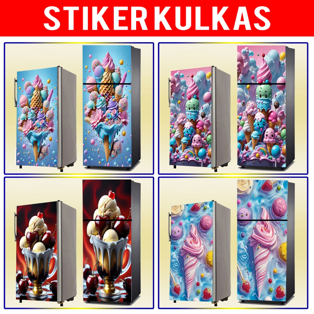 Ice CREAM MOTIF REFRIGERATOR STICKER | Shopee Singapore