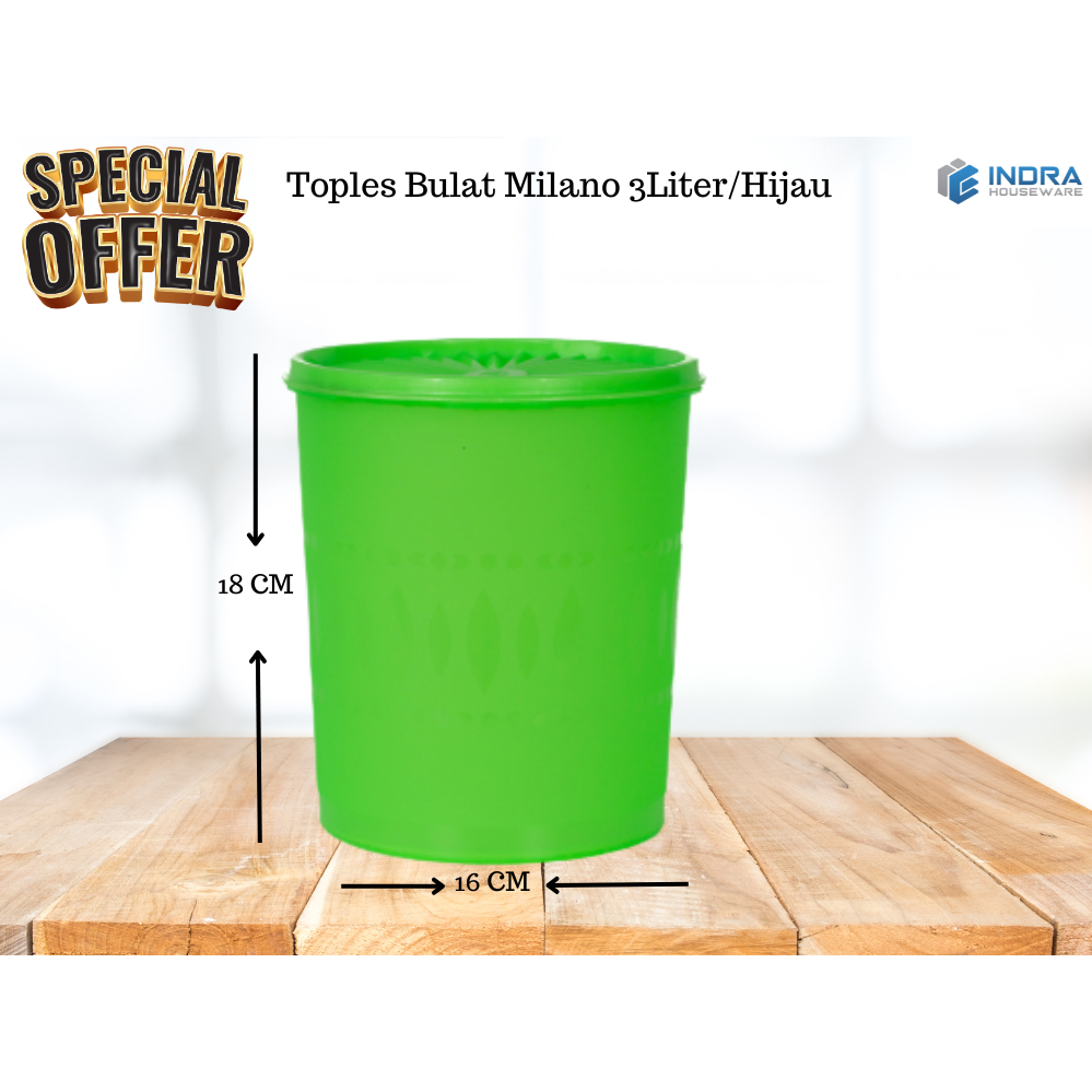 [INDRA]Round Plastic Jar without Milano Handle, volume 3 liters/cracker ...