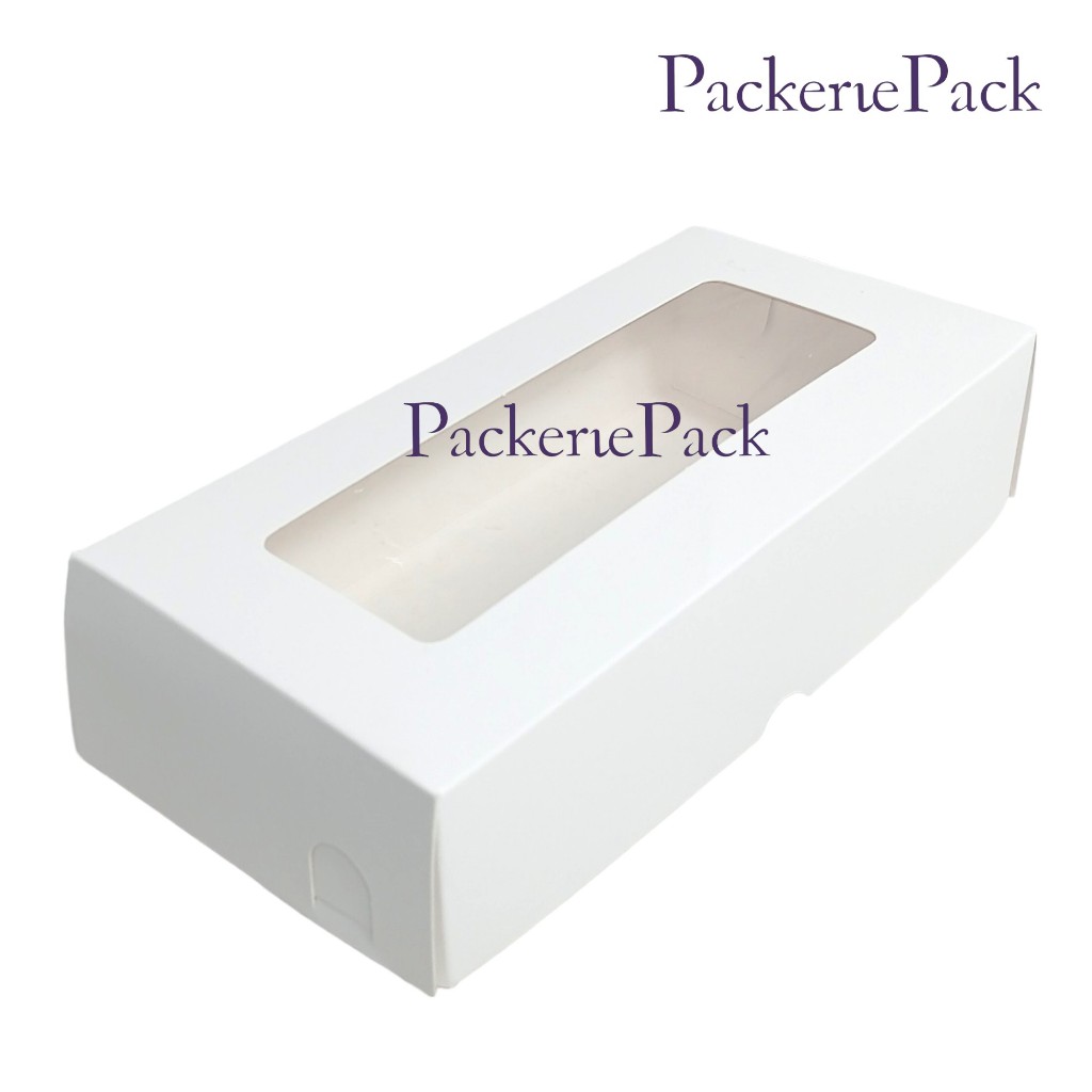Plain Ivory Cake Box Box 10x20x5 cm Plain Ivory Premium Window (10 Pcs ...