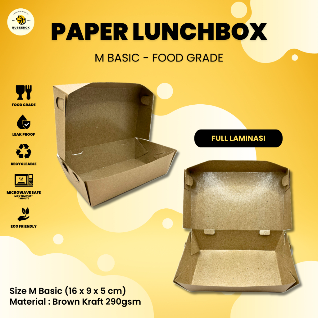 [CAN INSTANT/SAMEDAY] Paper Lunch Box / Lunch Box Size M BASIC / Thick ...