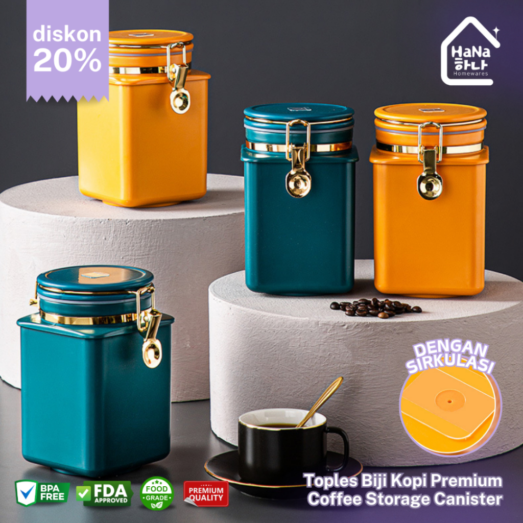Premium Coffee Bean Jar - Coffee Storage Canister - Coffee Bean Can ...