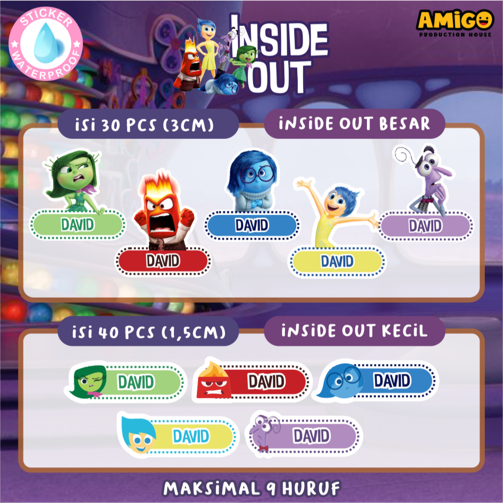 Inside Out Name Label Sticker Cammy Garfiled school children's ...