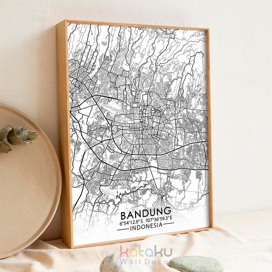 HIASAN DINDING Bandung City Map Art Wall Decoration Bandung Map Poster ...