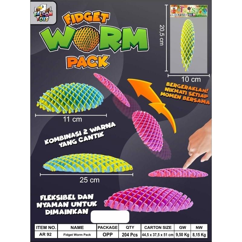 3D Worm Fidget Toy AR 92 Flexible Disc Fidget Toy/ Viral Worm Fidget ...