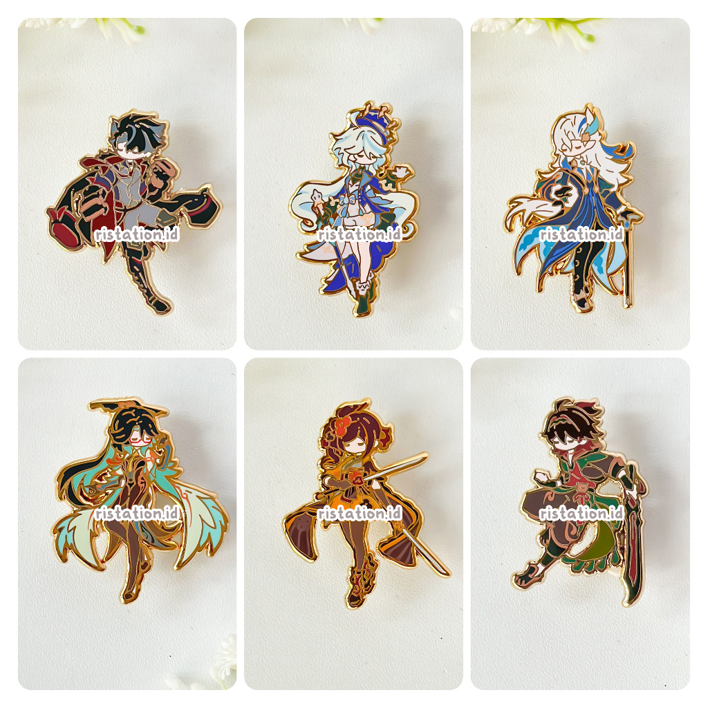 Genshin Impact Cute Hard Enamel Pin - Gold Color Plating Part VIII ...