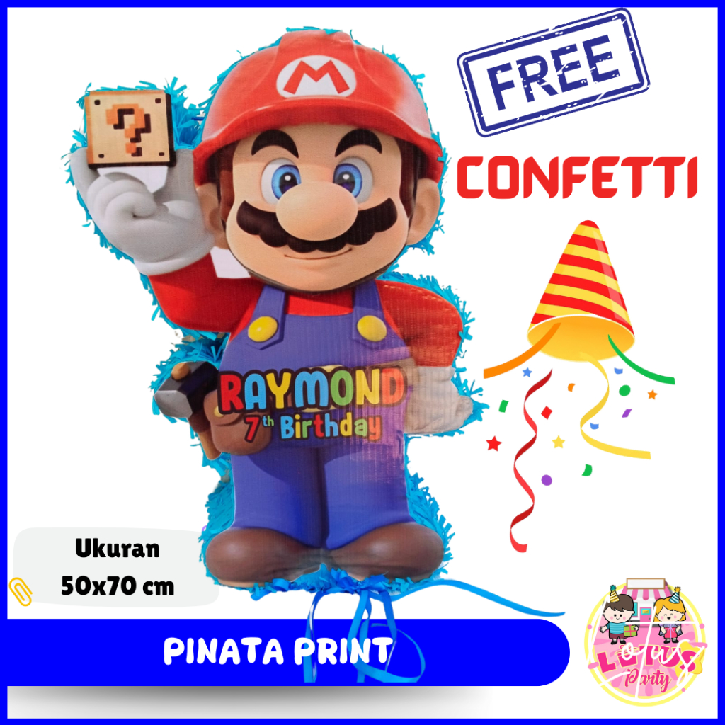 Birthday pinata print custom Character/Pull pinata/Hit pinata/ | Shopee ...
