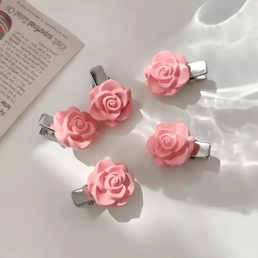 MAWAR [12PC] Premium Imported Pink Rose Doff Mini Hair Clips ...