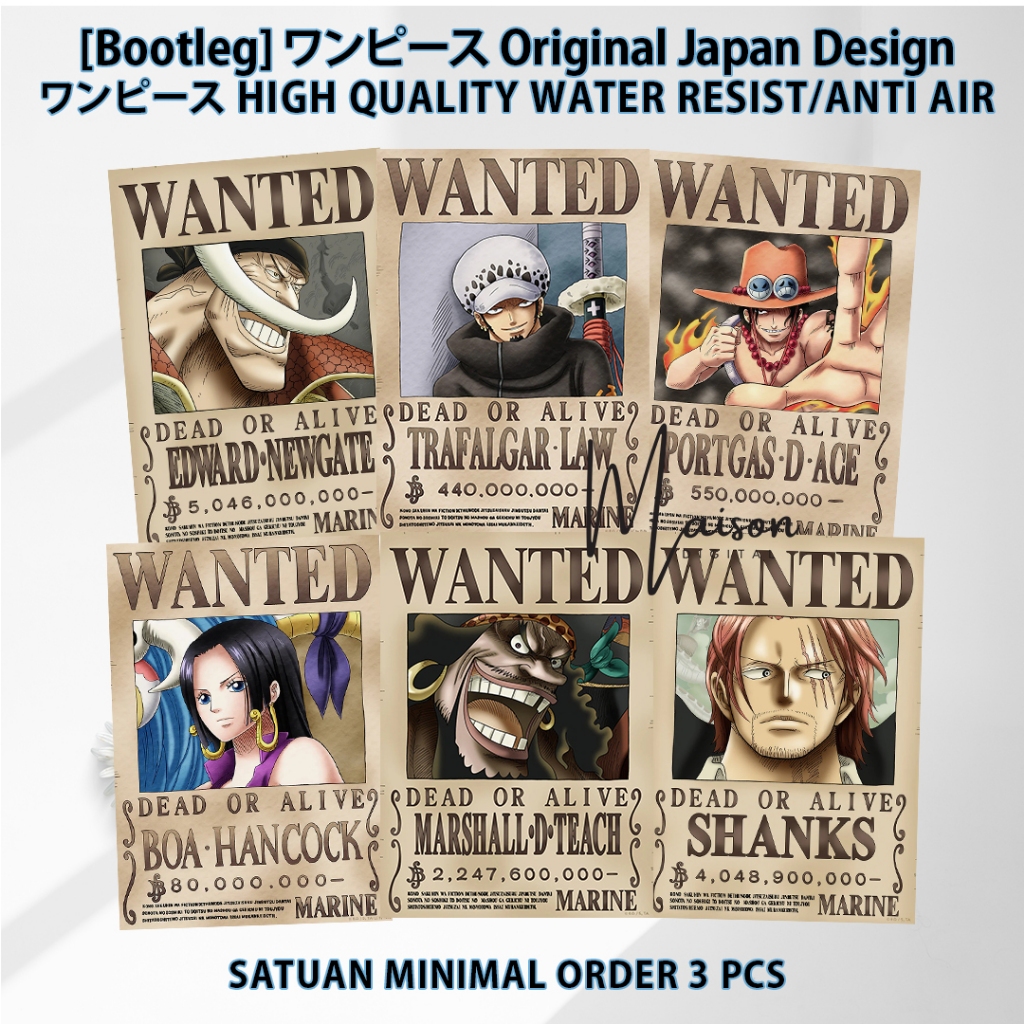 Bounty One Piece Poster Original Japan Design [Bootleg] A4 Waterproof ...