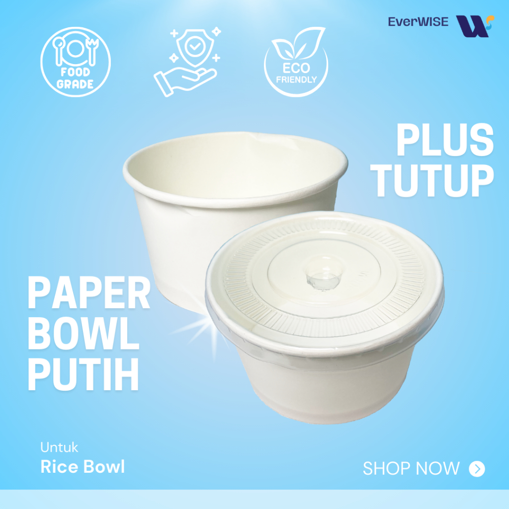 PUTIH Laminated Plain White Paper Bowl / Paper Bowl / Paper Rice Bowl ...