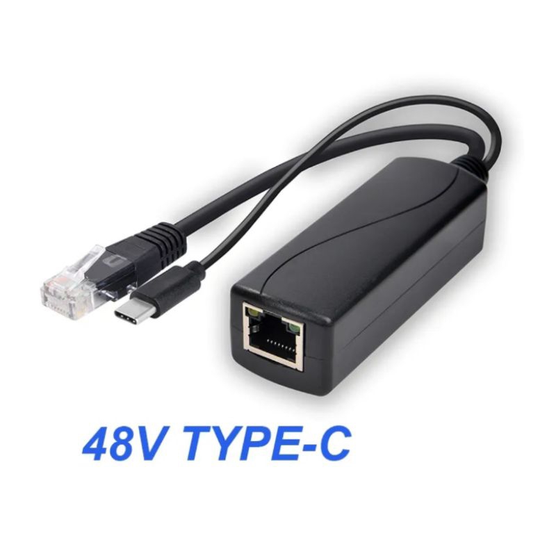 Type c micro USB separator poe 48v to 5v 3a rj45 ethernet port LAN ...