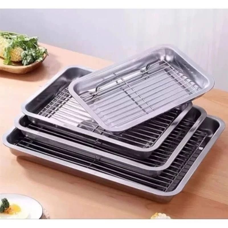 TRAY SET COOLING RACK FOR FOOD DRAINING / CAKE COOLING RACK | Shopee ...