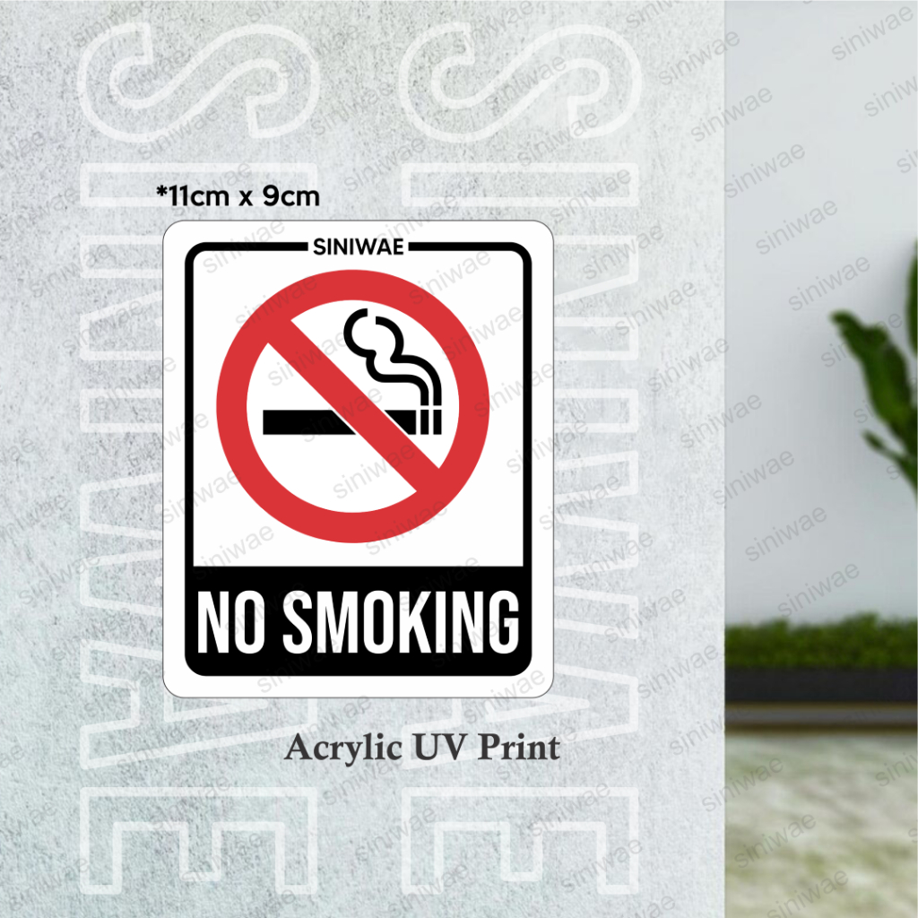 Acrylic No Smoking Sign Label, Print UV No Smoking Symbol 11 x 9 cm ...