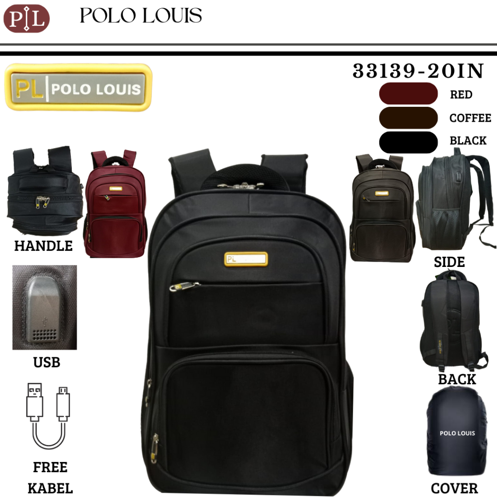 Polo Louis Backpack Expandable Kapasitas Besar 33139-20inchi- Tas ...