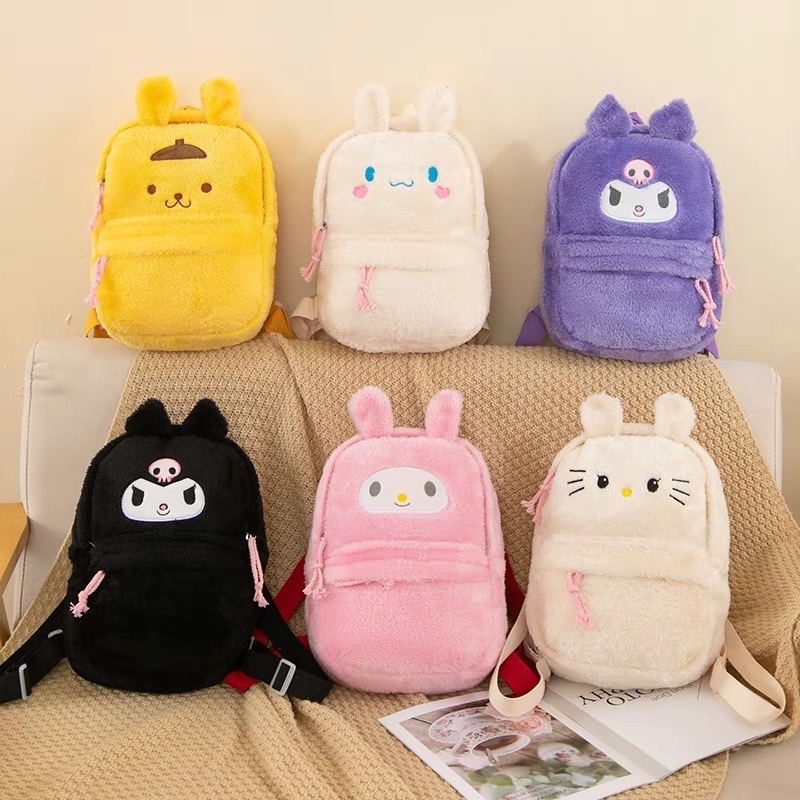 Cinnamoroll Kuromi Melody Hello Kitty Pompompurin Backpack Bag Fluffy ...
