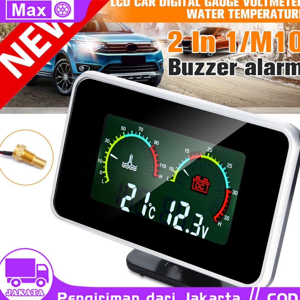 2 in1 Car LCD Digital Display Water Temperature Meter Thermometer ...