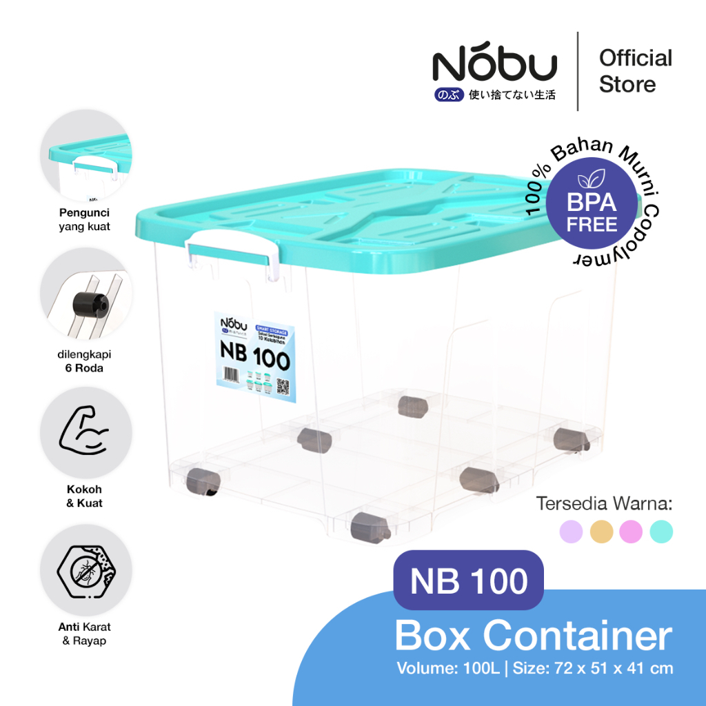 Nobu Smart Storage Container Box 100L Transparent Storage Container ...