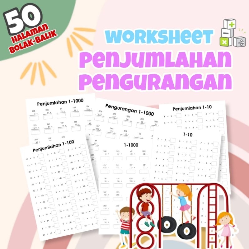 Buy 5 Get 1 Free | Math question sheet | Addition | Reduction | 50 A5 ...