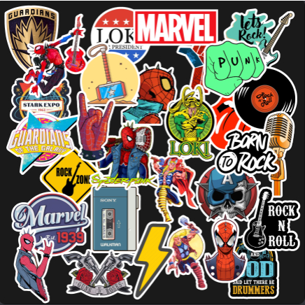 Sticker Pack Marvel Rock Vintage Marvel Cool Aesthetic HP Laptop Tab ...