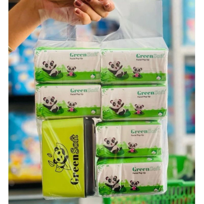 (1 Package Contains 6 TISSUE+TISSUE Box) TISSUE GREEN SOFT FACIAL POP ...