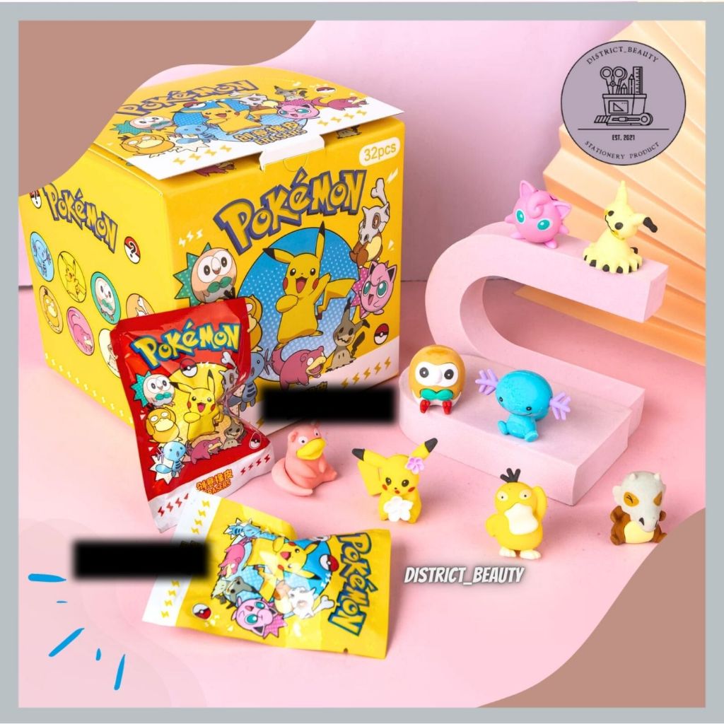 POKEMON Mystery ERASER LUCKY DRAW POKEMON Mystery Bag Eraser Pikachu ...