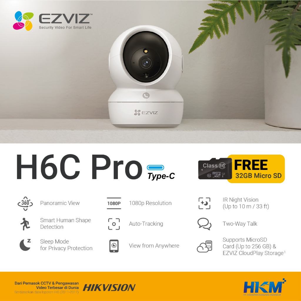 Ezviz H6C Pro 2MP IP Camera WIFI CCTV IPCam 360 Degrees 2Way-Audio ...
