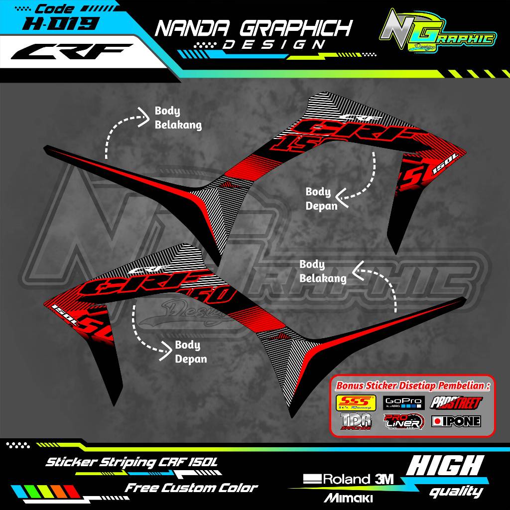 CRF Striping Sticker Right Left Original CRF Motif Sticker Color ...