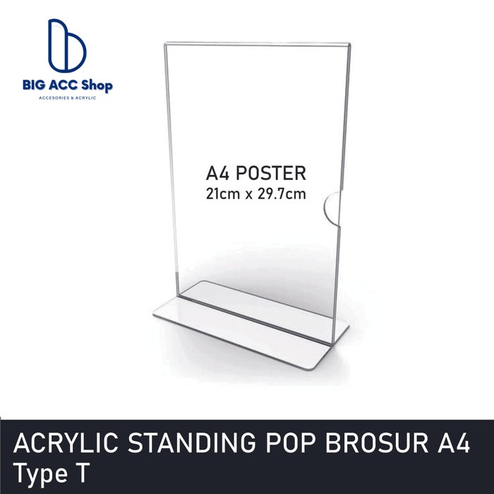 POM Acrylic A4 TL 2mm Thick QRIS Menu Brochure Holder QR Code Tent Card ...