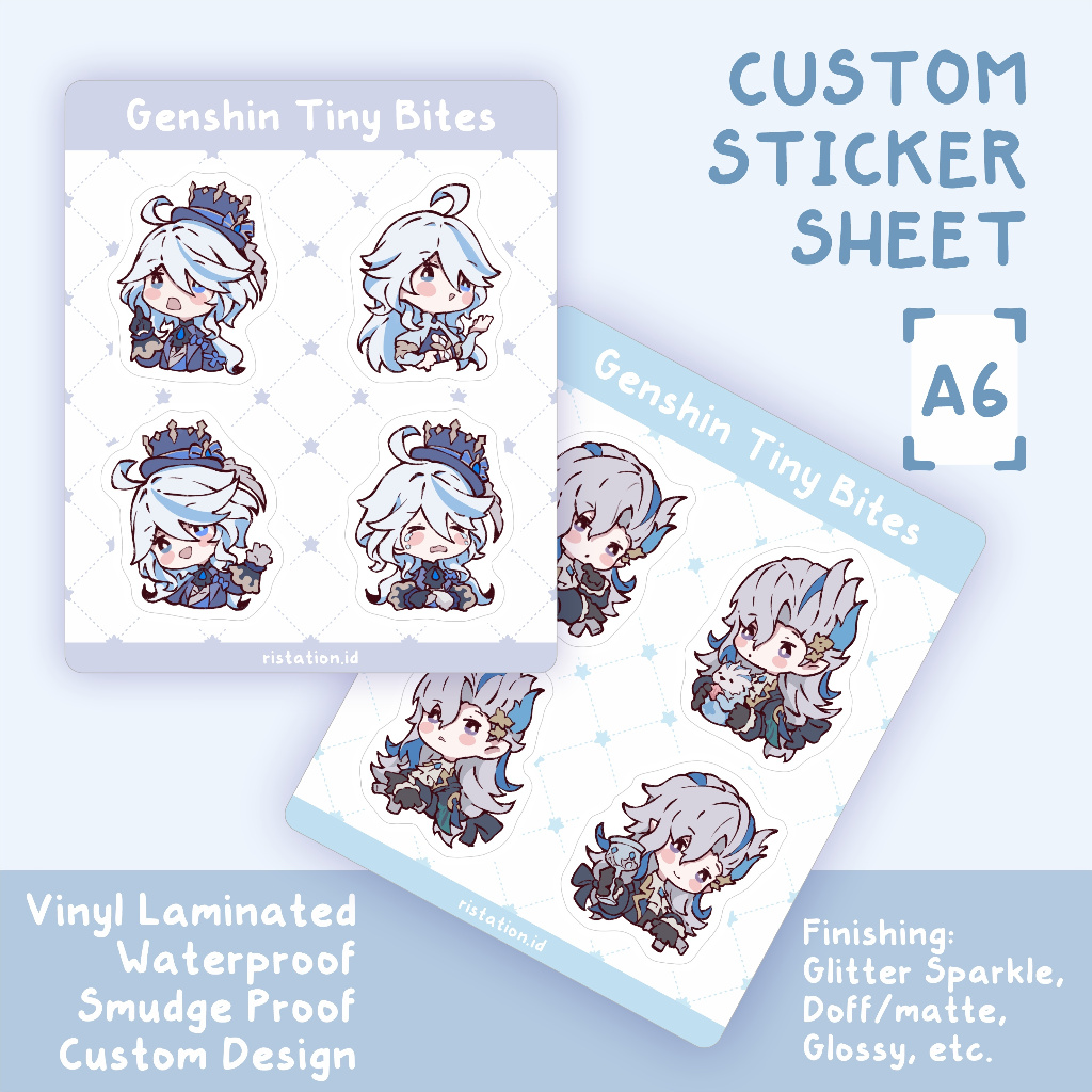 Custom Sticker Sheet Vinyl A6 (10.5x14.8cm) - Custom Print + Cutting ...