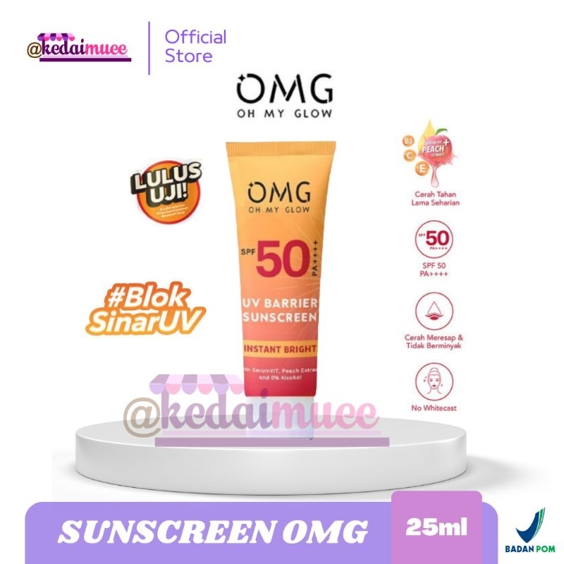 Omg OH MY GLOW UV Barrier Sunscreen SPF 50 PA+++ 25ml - Sunscreen ...