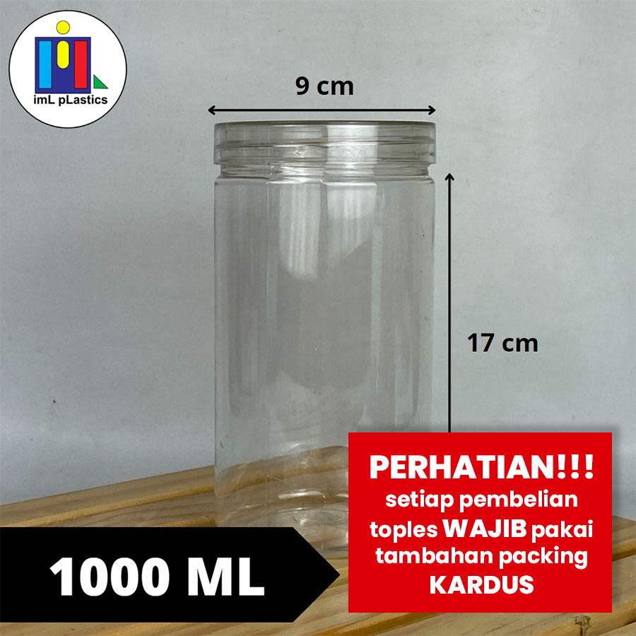 1000ml Plastic Jar/PET Tube Jar - 1000ml Clear Lid - 1pcs | Shopee ...