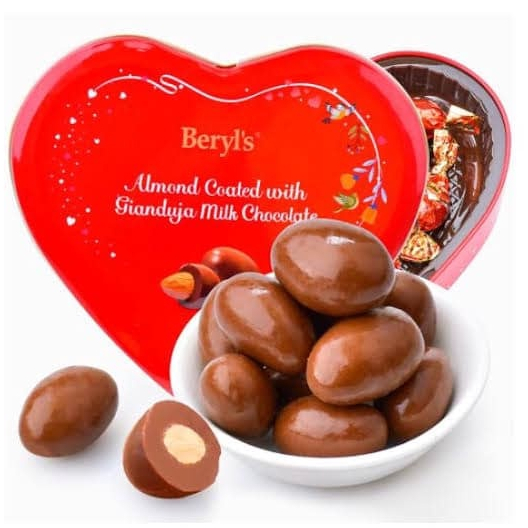 EXP Chocolate Beryls beryl's Heart Tin Almond Coated with Gianduja Milk ...