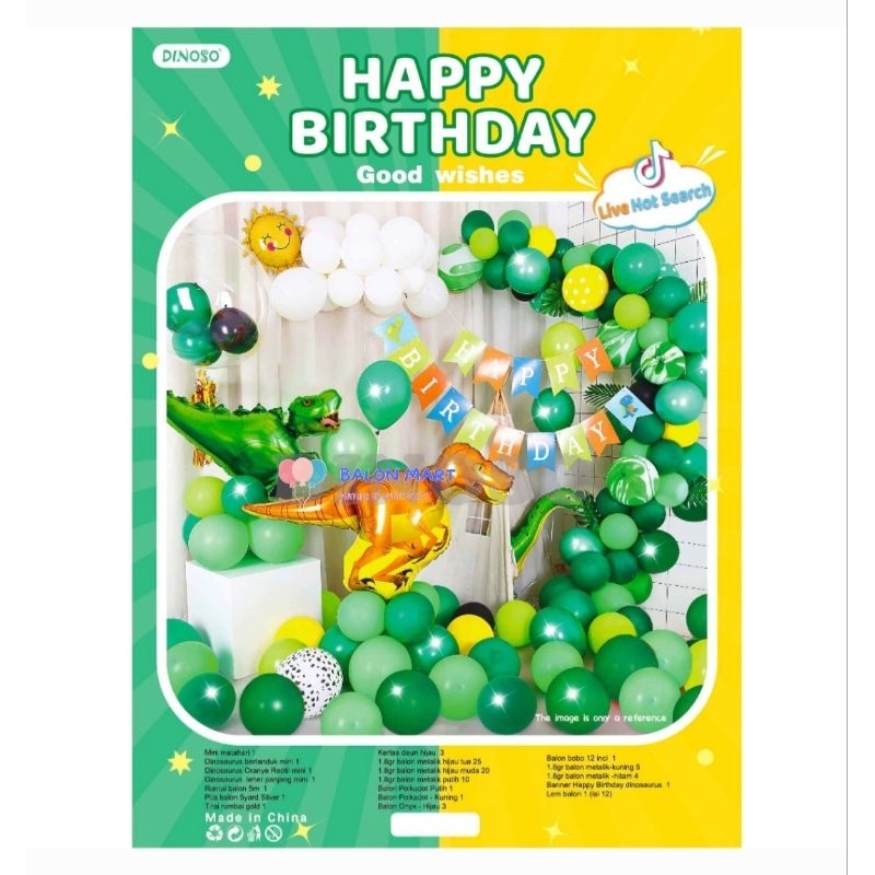 Diy Birthday Decoration Package / Happy Birthday HBD Dinosaur | Shopee ...