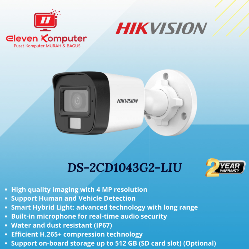Hikvision 4Mp Audio Ip Camera Poe Cctv Dual Light Ds-2Cd1043G2-Liu | Shopee Singapore