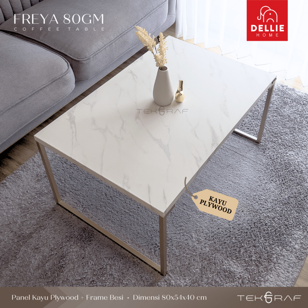 [DELLIE HOME] Tekgraph Freya 80 GM Marble Coffee Table with Wooden Iron ...