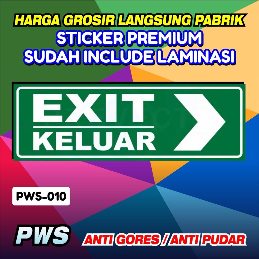 Exit Safety Sign Sticker/Exit Laminated Vinyl Sticker/Custom Safety ...