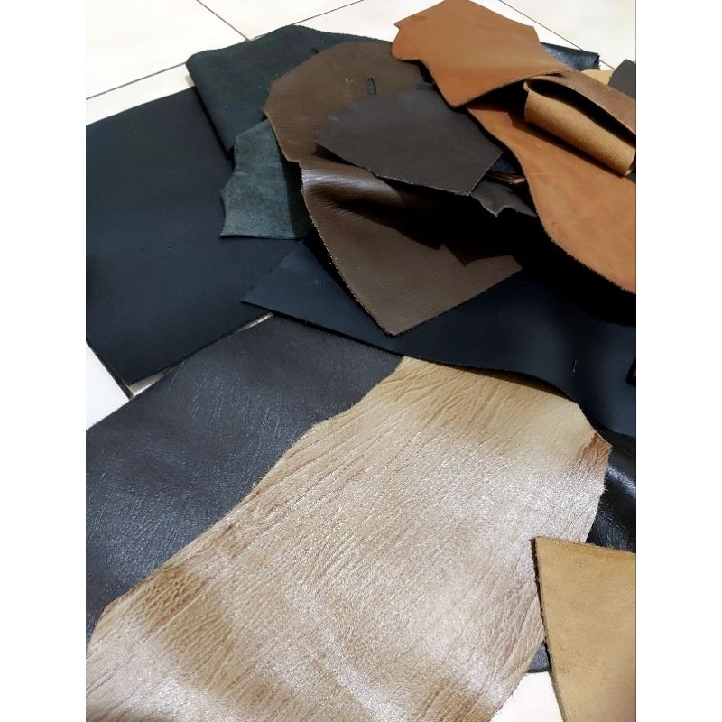 Genuine cowhide leather, leftover pieces from production, mixed colors ...