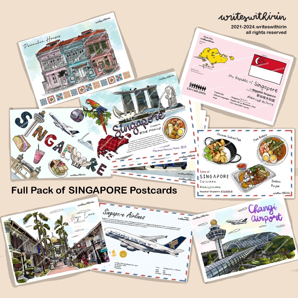 (writeswithirin) Full Pack of Singapore Postcards | Shopee Singapore