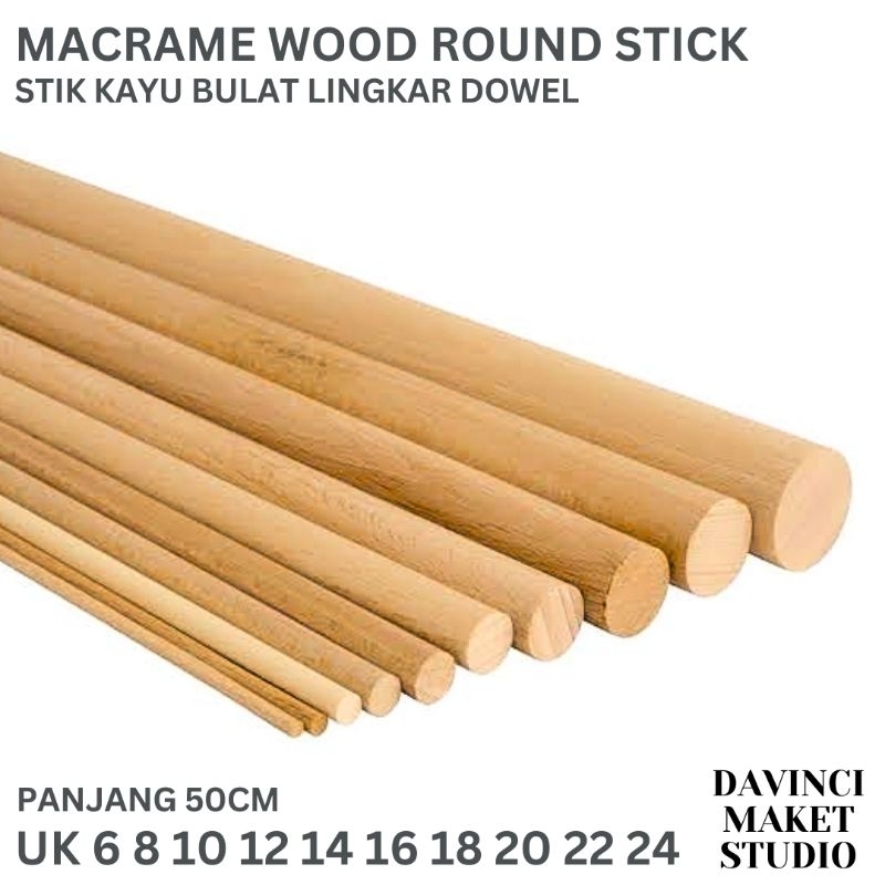 Macrame Wood Round Stick - Round Wooden Stick Dowel Diameter 6mm 8mm ...