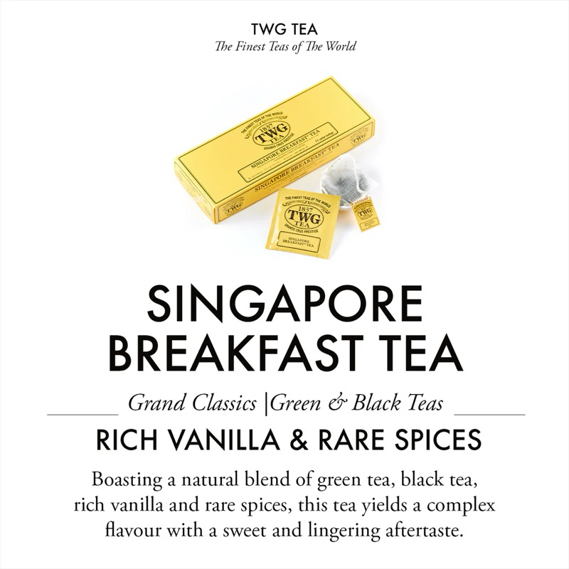TWG Tea Singapore Breakfast Tea Cotton Teabag sachet retail ...