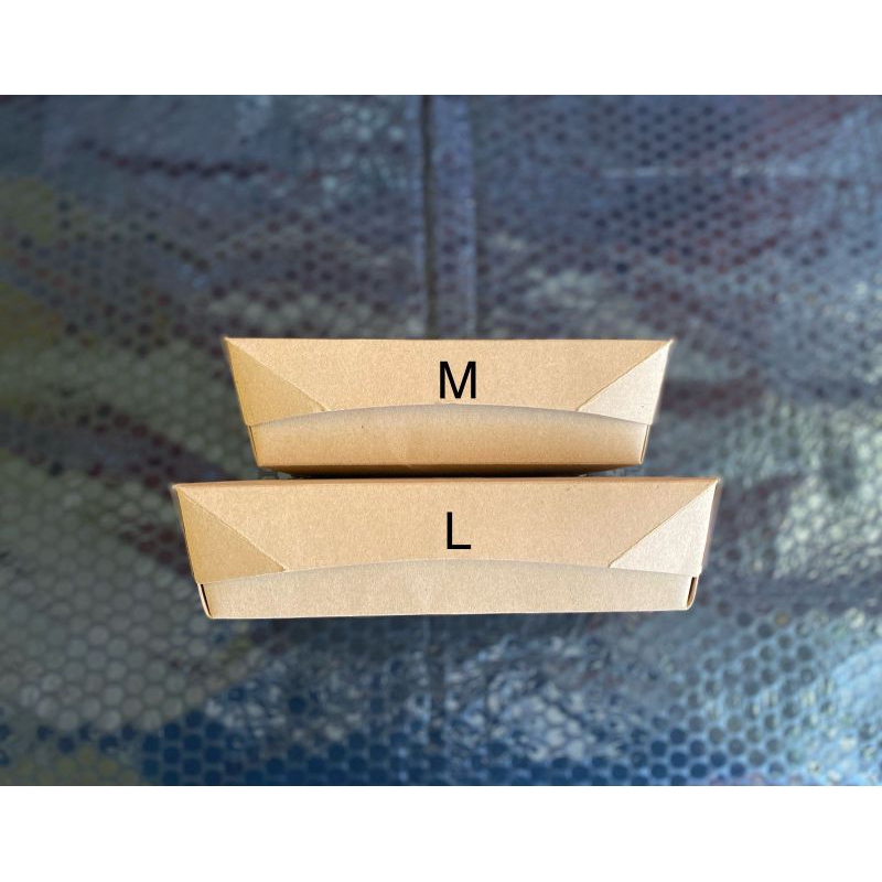 Brown paper Lunch Box Size M / L Laminated Food Tray 50pcs | Shopee ...