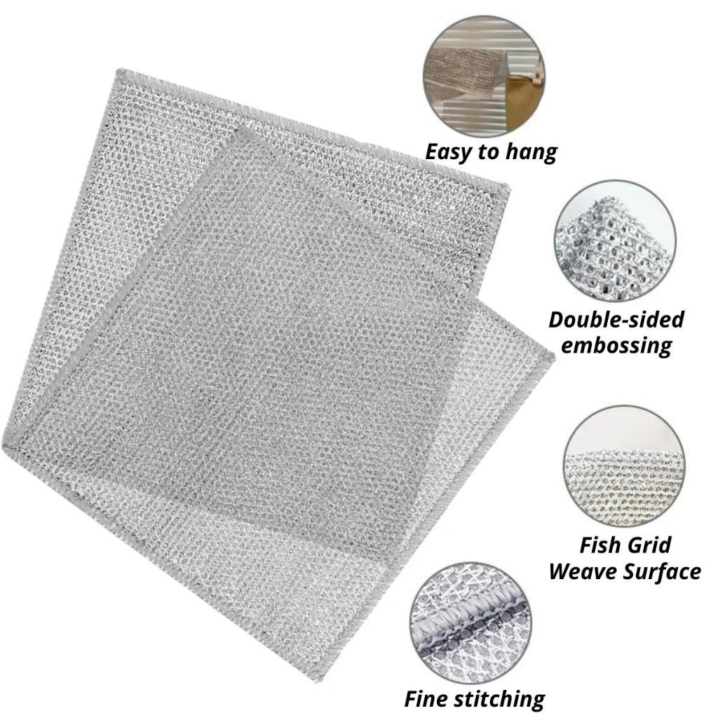 Tmj 25X25 / 20X20 CM KITCHEN WIPE CLOTH STAINLESS FIBER RUBABLE WIRE ...