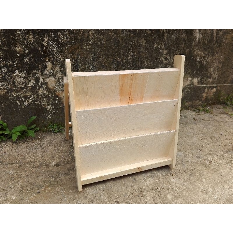 KAYU Wooden Book Display Rack Wooden Magazine Book Standing | Shopee ...